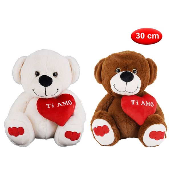 Orsetto in tessuto con cuore 30 cm - Mazzeo Giocattoli