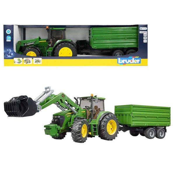 trattore john deere con benna e rimorchio - bruder